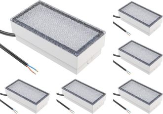 LEDs Com 6 Stück LED Pflasterstein Bodeneinbauleuchte CUS für außen, IP67, eckig, 20 x 10cm, 2,9 W, 228lm, kaltweiß