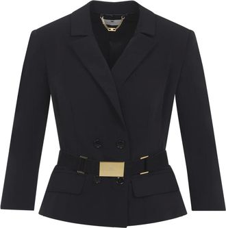 Elisabetta Franchi Femme, Vestes, Noir, Taille: 40 FR Veste en tissu technique bi-&eacute;lastique