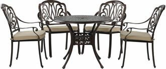 Beliani Gartenm&ouml;bel Set 4-Sitzer ANCONA inkl. Kissen Metall Dunkelbraun