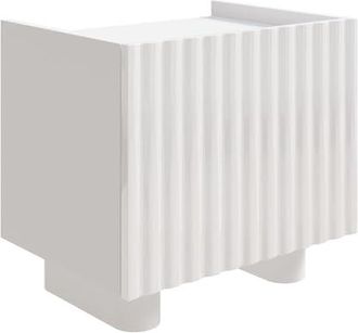 Selsey Nachttisch Weiß Modernes Nachtkästchen mit Push-to-Open MDF Fronten 48 cm Breit - Skandinavisches Design Robuste ABS-Kanten Laminiert für Eleganz und 