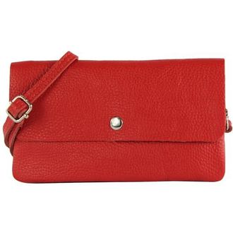 modamoda.de T257 - Sac &agrave; bandouli&egrave;re en cuir v&eacute;ritable petit fabriqu&eacute; en Italie, rouge signalisation, s