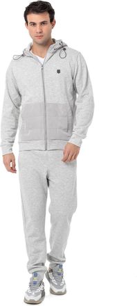 Cipo & Baxx Herren Jogginganzug CLR155 Hellgrau - Zweiteiliges Set aus Kapuzenjacke und Jogginghose mit sportlichem Design und hohem f&uuml;r Alltag und Freizeit - CLR