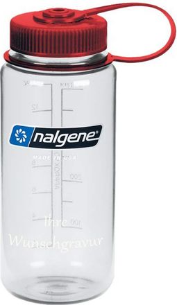 Nalgene Flasche Everyday Weithals - 0,5 L (Klar, mit Namensgravur, 0,5 Liter)