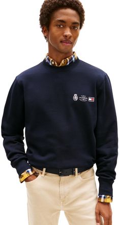 Tommy Hilfiger Herren Sweatshirt Small Crest Outline mit Rundhalsausschnitt, Blau (Desert Sky), XXL
