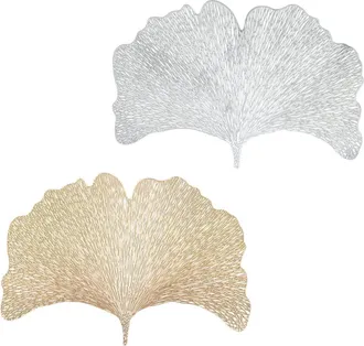 DOITOOL 2 St&uuml;ck Teiliges Tischset aus Hitzebest&auml;ndigem PVC Rutschfestes Dekoratives Platzset mit Gold silbernem Farbverlauf Isolierende Tischmatte f&uuml;r Wohn Es