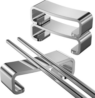 Amosfun 3 St&uuml;ck Besteckablage Aus Rostfreiem Metall Sp&uuml;lmaschinengeeignet Schlichte Japanische Essst&auml;bchen L&ouml;ffelhalter Praktischer K&uuml;chenhelfer F&uuml;r Tischorga