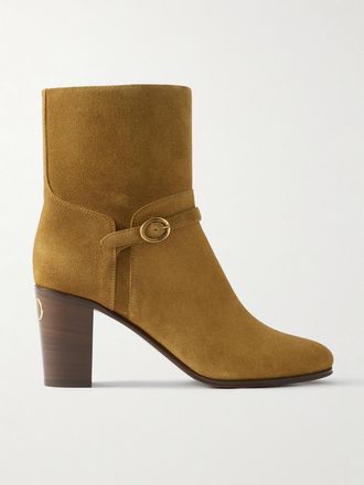 Valentino Garavani Bottines En Daim À Boucles Pattie 75 - Marron
