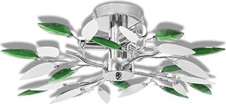 vidaXL Plafonnier à Quatre Bras Blanc Vert Luminaire Lampe Suspension Lustre
