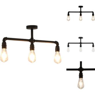 vidaXL Vidaxl - Deckenleuchte Schwarz 3 x E27-Fassungen - Steampunk Lampe - Deckenlampe Schwarz - Wohnzimmer Deko - Industrie Style - led Deckenleuchte