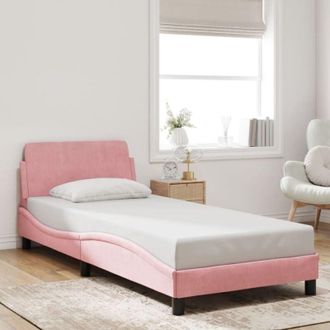 vidaXL Cadre de lit avec t&ecirc;te de lit Rose 90x190 cm Velours