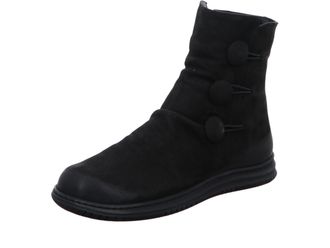 Gemini Damen Stiefelette aus Leder in Geraffter Optik mit Kn&ouml;pfen 337072-02, Gr&ouml;&szlig;e:42 EU, Farbe:Schwarz