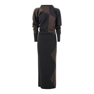 Philosophy di Lorenzo Serafini Geometrisches Strick-Maxikleid - - Dresses - Damen - Schwarzk - M