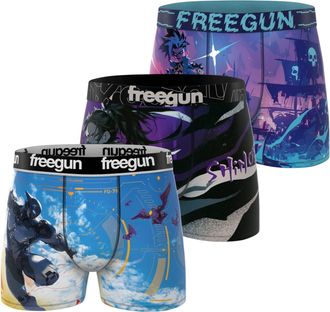 Freegun Freegun Japanische Herren-Boxershorts, atmungsaktiv und ultraweich (3 St&uuml;ck), Blau B10, XXL