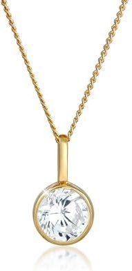 Elli PREMIUM Collier Femme Pendentif Simple Cristal de Zircone en Or Jaune 585