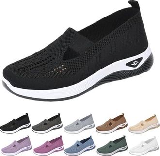 Generic Chaussures orthop&eacute;diques tiss&eacute;es respirantes &agrave; semelle souple pour femme - Chaussures de marche d&eacute;contract&eacute;es &agrave; enfiler - Soutien de la vo&ucirc;te plantair
