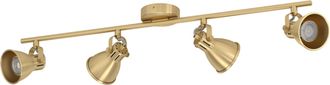 Eglo LED Deckenlampe Seras, Deckenleuchte mit 4 Spots, Spotbalken schwenkbar, Wohnzimmerlampe aus Stahl in Messing-gebürstet und Gold, Deckenspots mit GU10