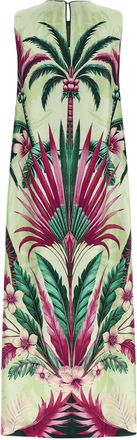 F.R.S. For Restless Sleepers Palm Bouquet Print Silk Dress - Green