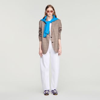 Sandro Taillierter Blazer mit Karomuster