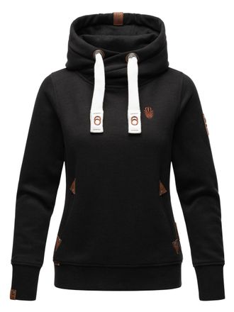 Navahoo Damen Hoodie Namikaa - Kuscheliger Kapuzenpullover mit Hochkragen & Kunstleder-Details