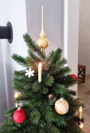 JACK Eislack Glas Christbaumkugeln Set 15x Kugel 6cm + 1x Spitze 25cm Box, Farbe:Gold-Rot