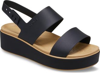 Crocs Plateausandale CROCS Brooklyn Matte Wrap Low Wedge, Damen, Gr. 36, schwarz, schwarz, cashew, Croslite, kontrastfarbene Details, Schuhe, Sommerschuh, S