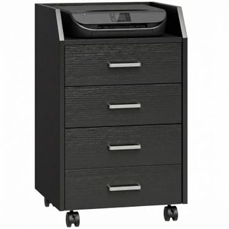 Vinsetto Caisson de bureau - Vinsetto - rangement &agrave; 4 tiroirs - mobile sur roulettes - bois - 40 x 36 x 65 cm - noir