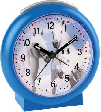 Atlanta Mocassin Kinderwecker Pferde ohne Ticken Analog Blau - 2121/5