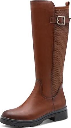 Tamaris Bottes longues plates pour femme 1-25625-45 - Longueur genoux - Cognac - Taille 39 EU, cognac, 39 EU