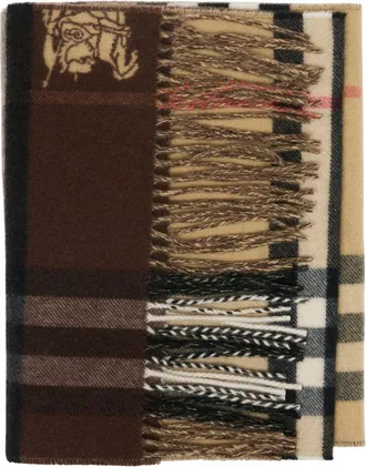 Burberry Mens Mu Double Gc Ekd Scarf - Burberry Cashmere Multicolor Brown Accessories