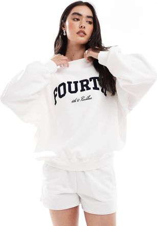 4th & Reckless Sweatshirt aus Baumwollbouclé in Weiß