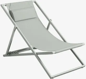 Sklum Sklum - Chaise longue pliante avec coussin en acier Jensy Vert Kaki