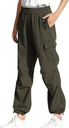 Generic Pantalon de jogging long pour femme - Pantalon cargo baggy - Pantalon de sport - Jambes larges - Séchage rapide - Pantalon Palazzo - Pantalon dentraîn