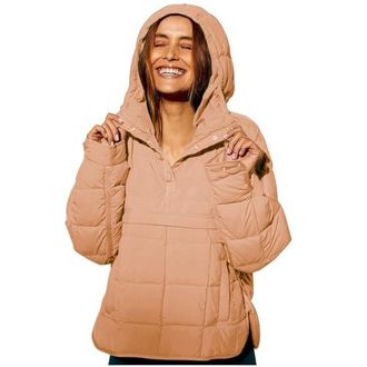Generic Gloryboom Gloryboom Veste bouffante surdimensionn&eacute;e &agrave; capuche pour femme pour lautomne et lhiver, marron clair, XXL