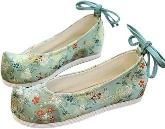 Generic QXDZSW Printemps Été Hanfu Brodé Femmes Chaussures Mode Ancienne Costume Chaussures Femme Sneaker Casual, 4 verts., 38.5 EU