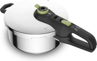 T-fal Secure Trendy Schnellkochtopf Induktion 4l, 2-Stufen-Garregler: Intensivstufe 117°C, Schonstufe 112°C, Induktions-Kapselboden, für alle Herdarten, Ede