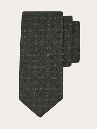 Ferragamo Herren Seidenkrawatte mit Mikroprint Gr&uuml;n