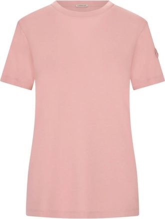 Moncler Femme, Tops, Rose, Taille: 36 FR T-shirt avec logo brod&eacute;