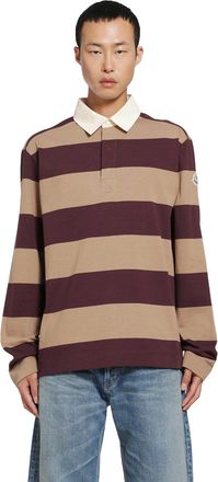 Moncler Striped Cotton Long Sleeve Polo Shirt