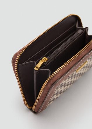 Mango Porte-monnaie imprimé logo marron moyen - Femme - Taille unique - MANGO