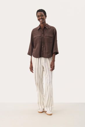 Part Two Langarm - Hemd Gerade Passform Bracken brown