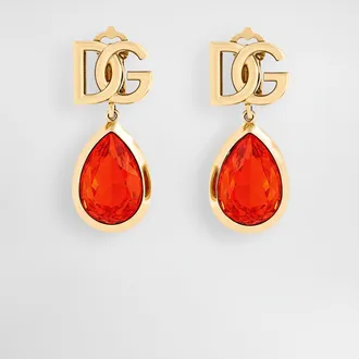 Dolce & Gabbana Clip-ohrringe Mit Logo - Frau Bijoux Orange Metall Onesize