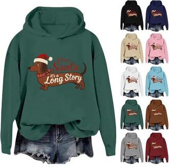 Generic HUIFUAO Sweat &agrave; capuche de No&euml;l pour femme - Motif poulet et P&egrave;re No&euml;l - Grande taille - Costume de No&euml;l &agrave; manches longues - Pull fantaisie - V&ecirc;tement