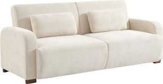 Sweeek Sweeek - Canap&eacute; convertible 3 places tissu l 211 x p 92 x 85cm - Dany en Polyester Blanc cass&eacute;