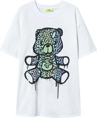 Twin-Set x Myfo T-Shirt mit Teddy-Print - Wei&szlig;
