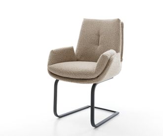 DELIFE Freischwinger Clea-Flex Boucl&eacute; Schlamm Freischwinger flach Schwarz, Esszimmerst&uuml;hle
