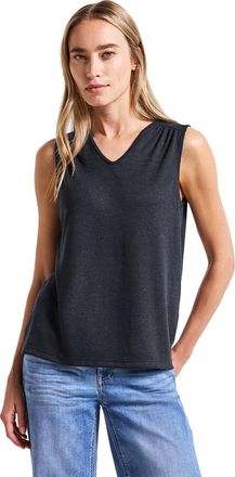 Street One Damen 3227134 V-Neck Top mit Spitze, Deepwater Blue, 44