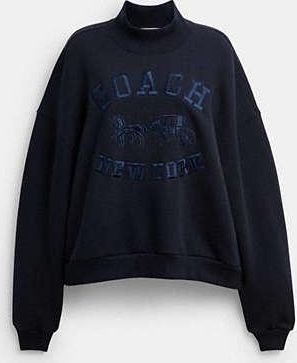 Coach Horse And Carriage Sweatshirt mit Stehkragen f&uuml;r Frauen in Blau, Gr&ouml;&szlig;e X-Klein | Baumwoll
