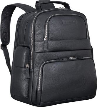 STILORD Josef XXL Leder Rucksack mit Laptop-Fach 15.6 Zoll schwarz Business-Rucksack Herren und Damen Groß Lederrucksack für Arbeit, Büro, Office, Uni, Schule