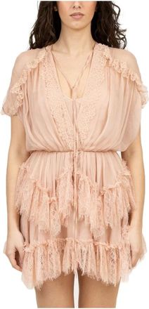 Amen Femme, Robes, Rose, Taille: 34 FR Robe Courte en Georgette de Soie
