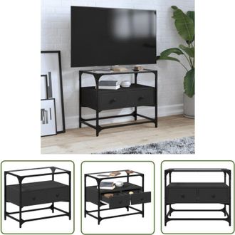 vidaXL The Living Store - TV-Schrank mit Glasplatte Schwarz 60x35x51 cm Holzwerkstoff - tv Schrank - Fernsehtisch - Holzwerkstoff - Glas - Schwarz